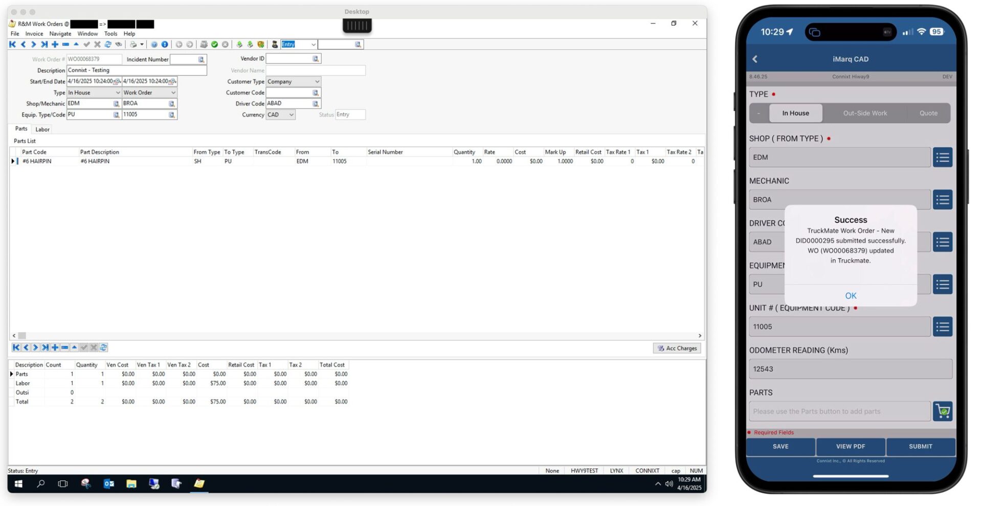 Connixt iMarq Integration for Trimble TruckMate